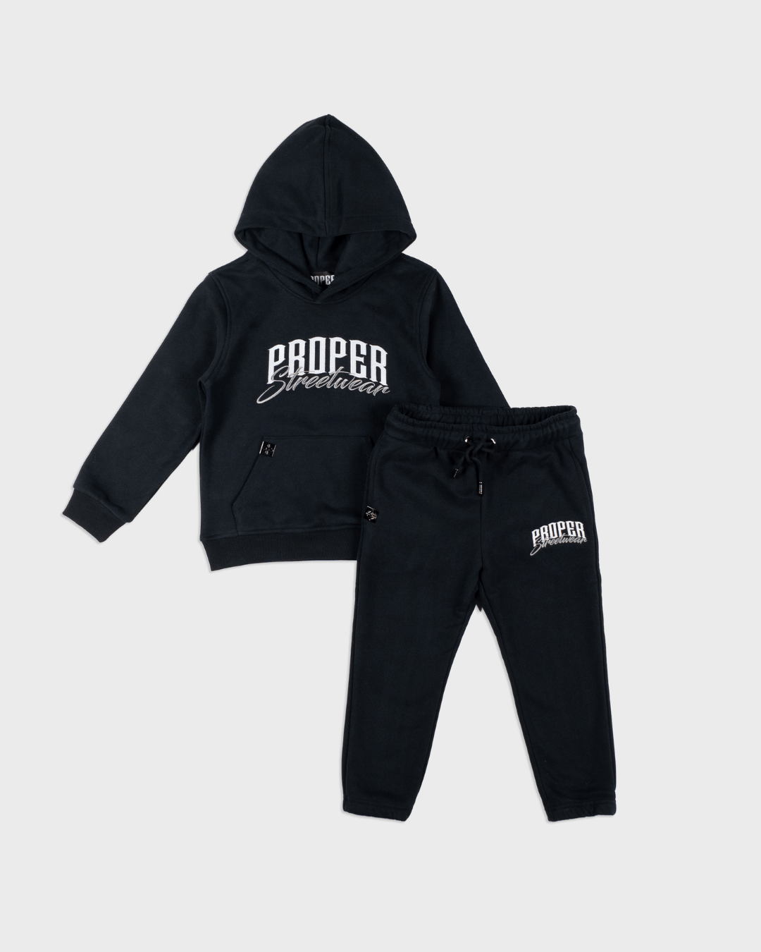 PROPER KIDS SIGNATURE HOODIE SET BLACK/GREY
