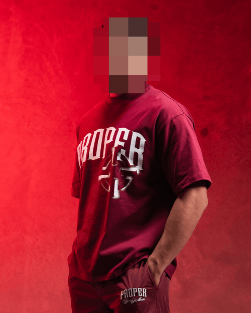 PROPER OFFSET OVERSIZED TEE CRIMSON
